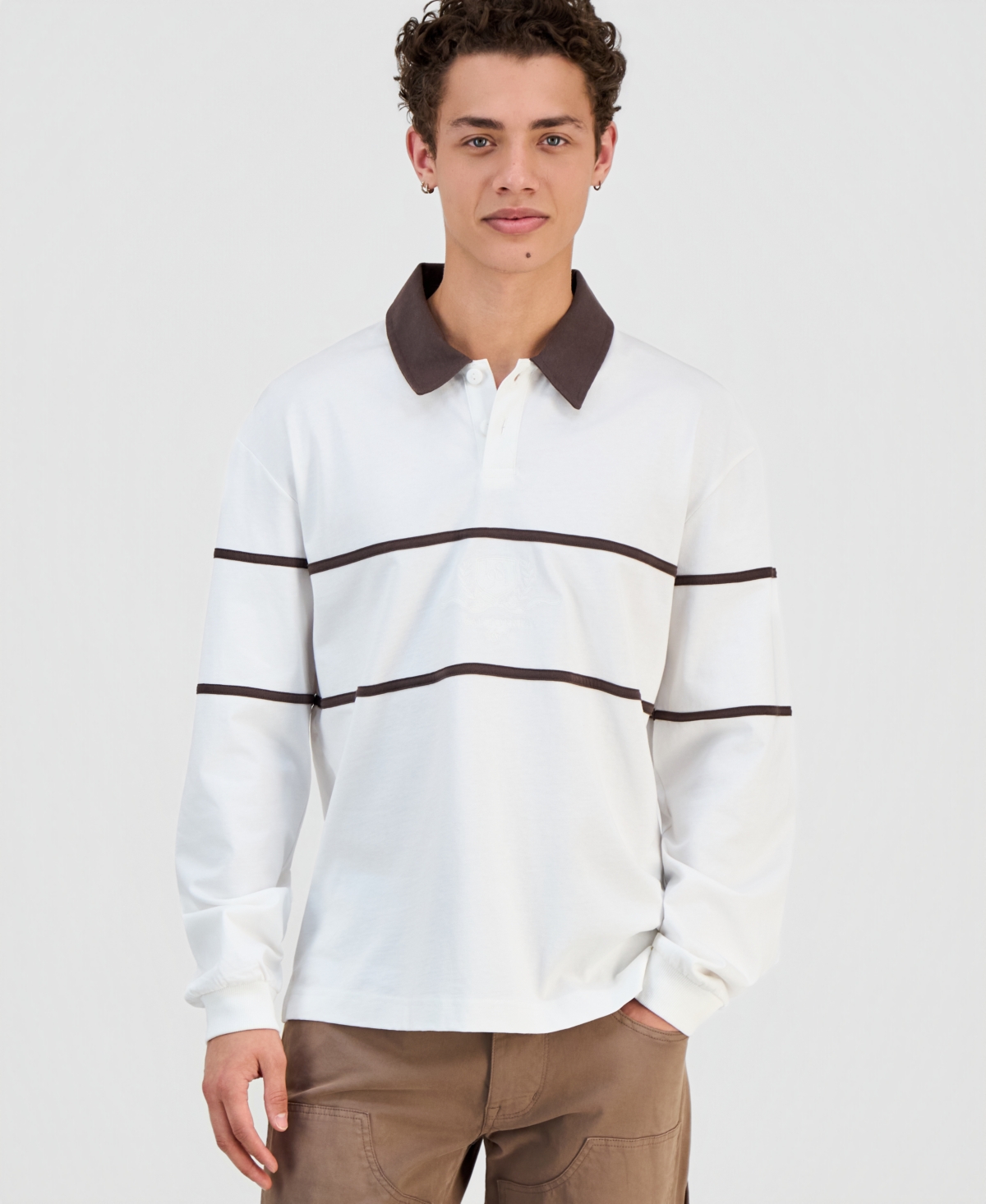 Click here for Guess Mens Herald Long-Sleeve Polo Shirt - SALT WH... prices