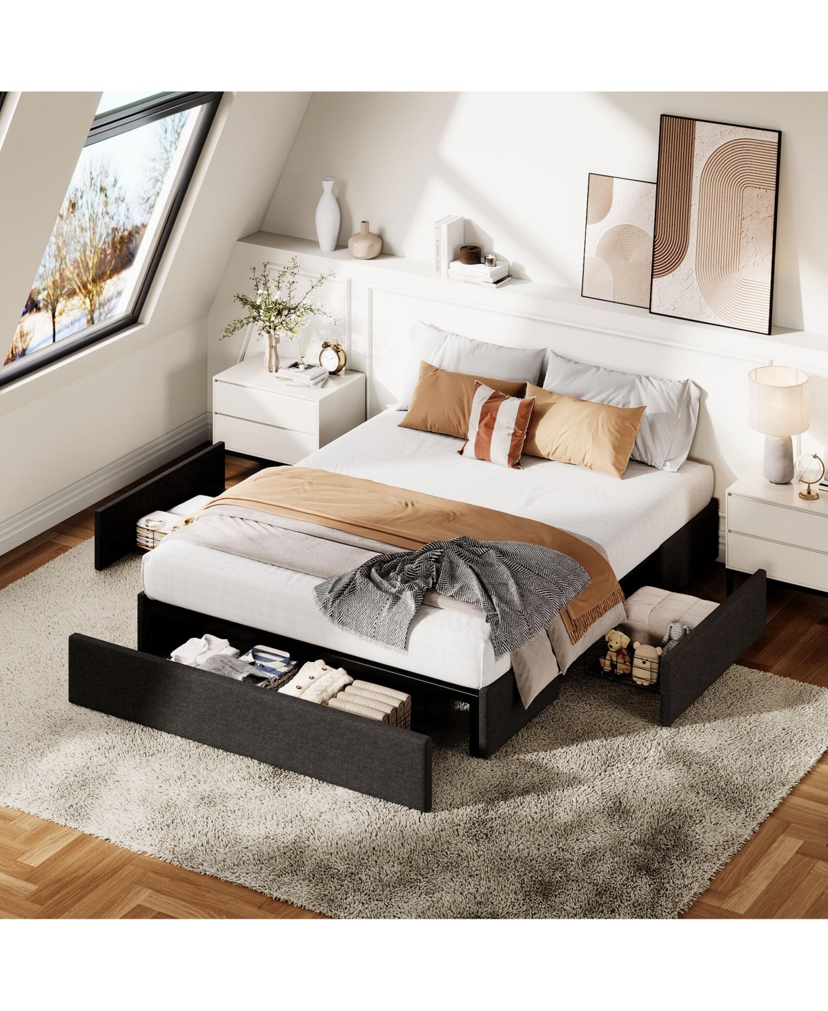 Click here for gaomon Upholstered Platform Bed Frame with 3 Stora... prices