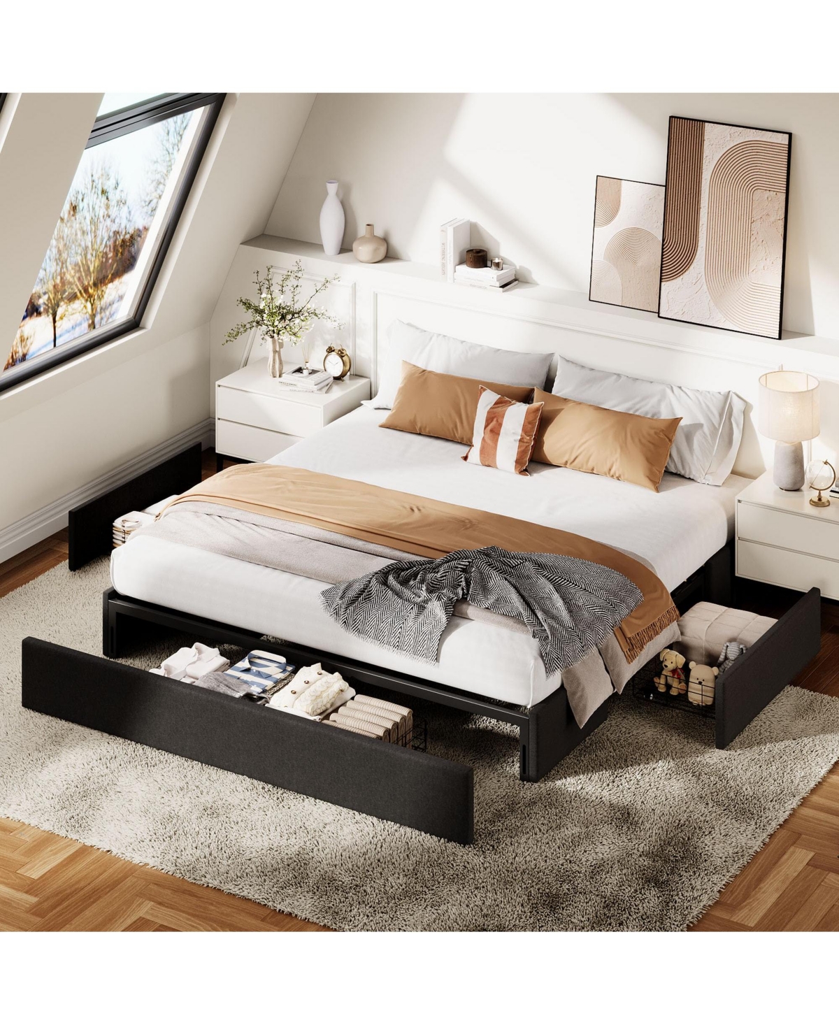 Click here for gaomon Upholstered Platform Bed Frame with 3 Stora... prices