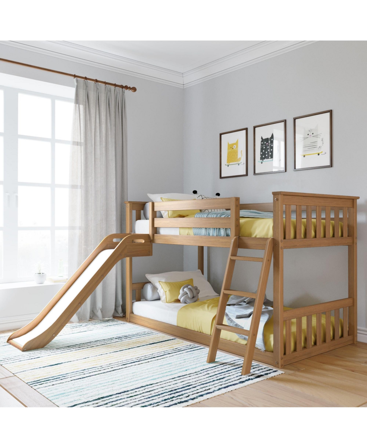 Click here for Max & Lily Twin Over Twin Low Bunk Bed with Slide... prices