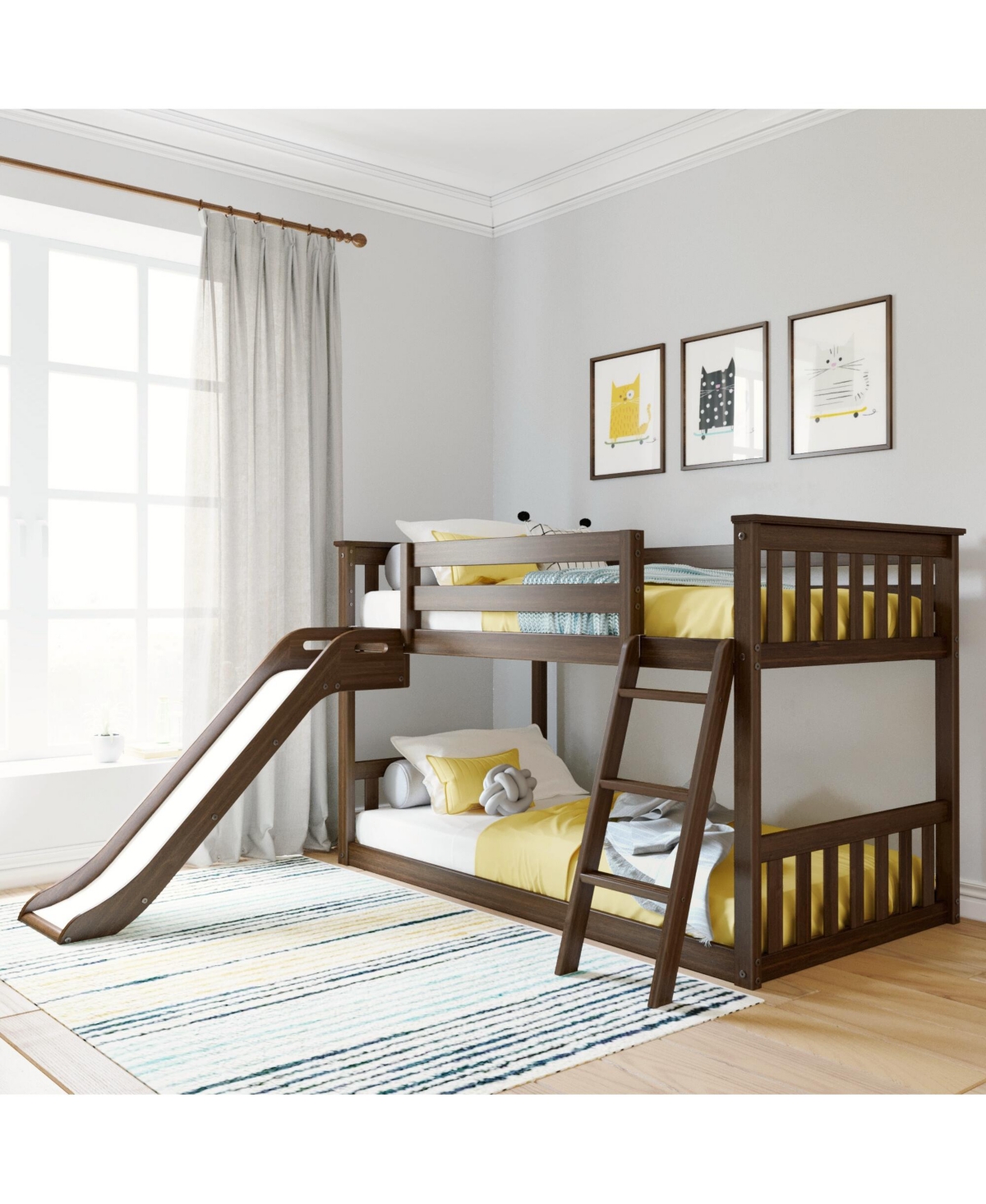 Click here for Max & Lily Twin Over Twin Low Bunk Bed with Slide... prices