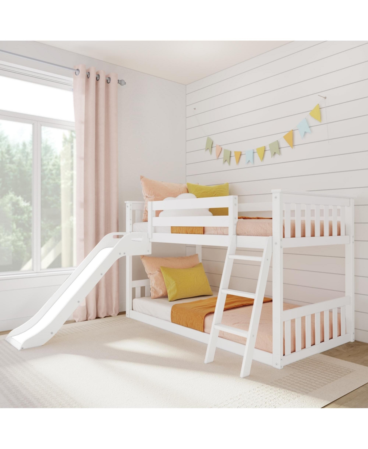 Click here for Max & Lily Twin Over Twin Low Bunk Bed with Slide... prices
