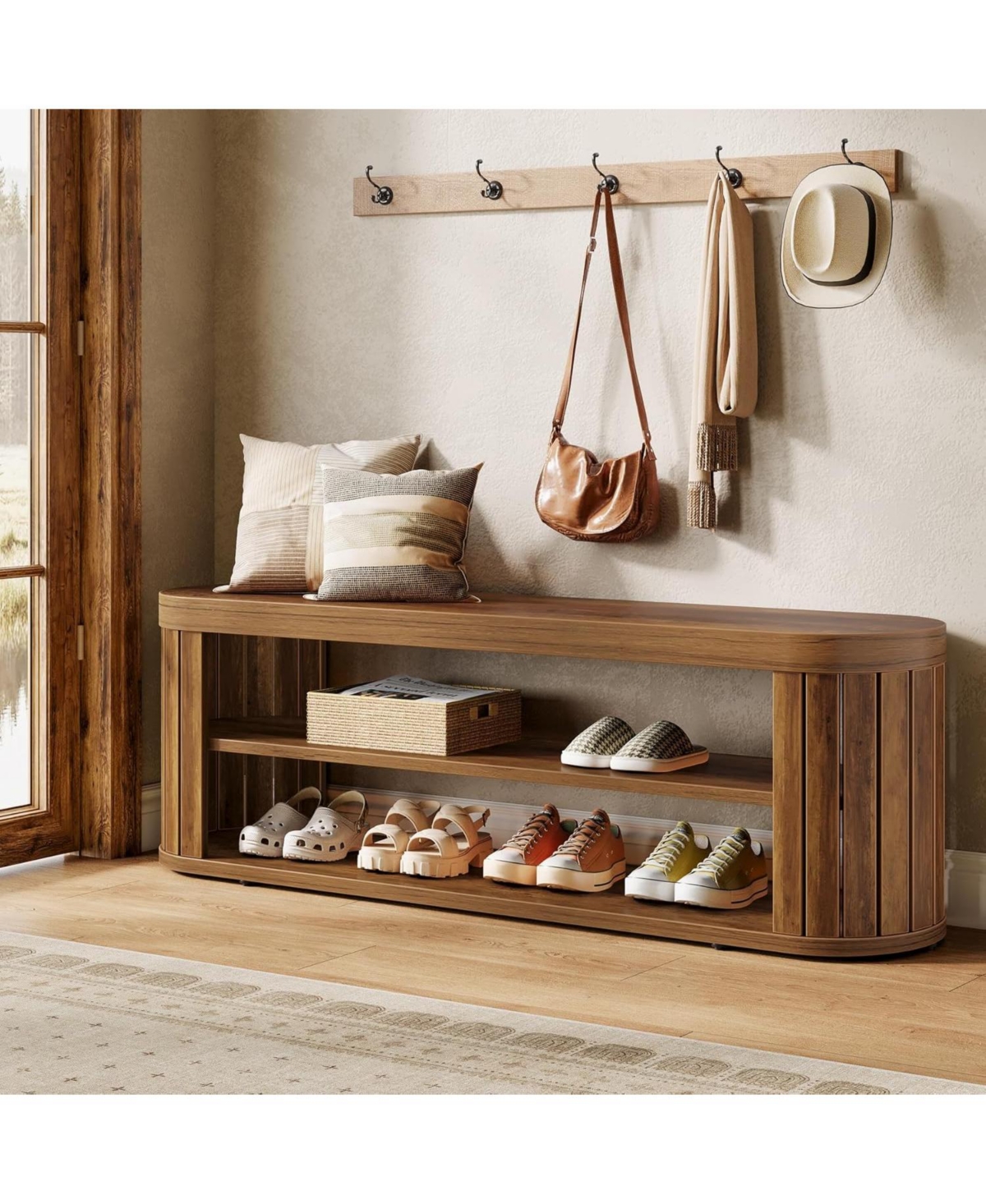 Click here for Tribesigns 47.2 Wooden Entryway Bench with 2-Tier... prices