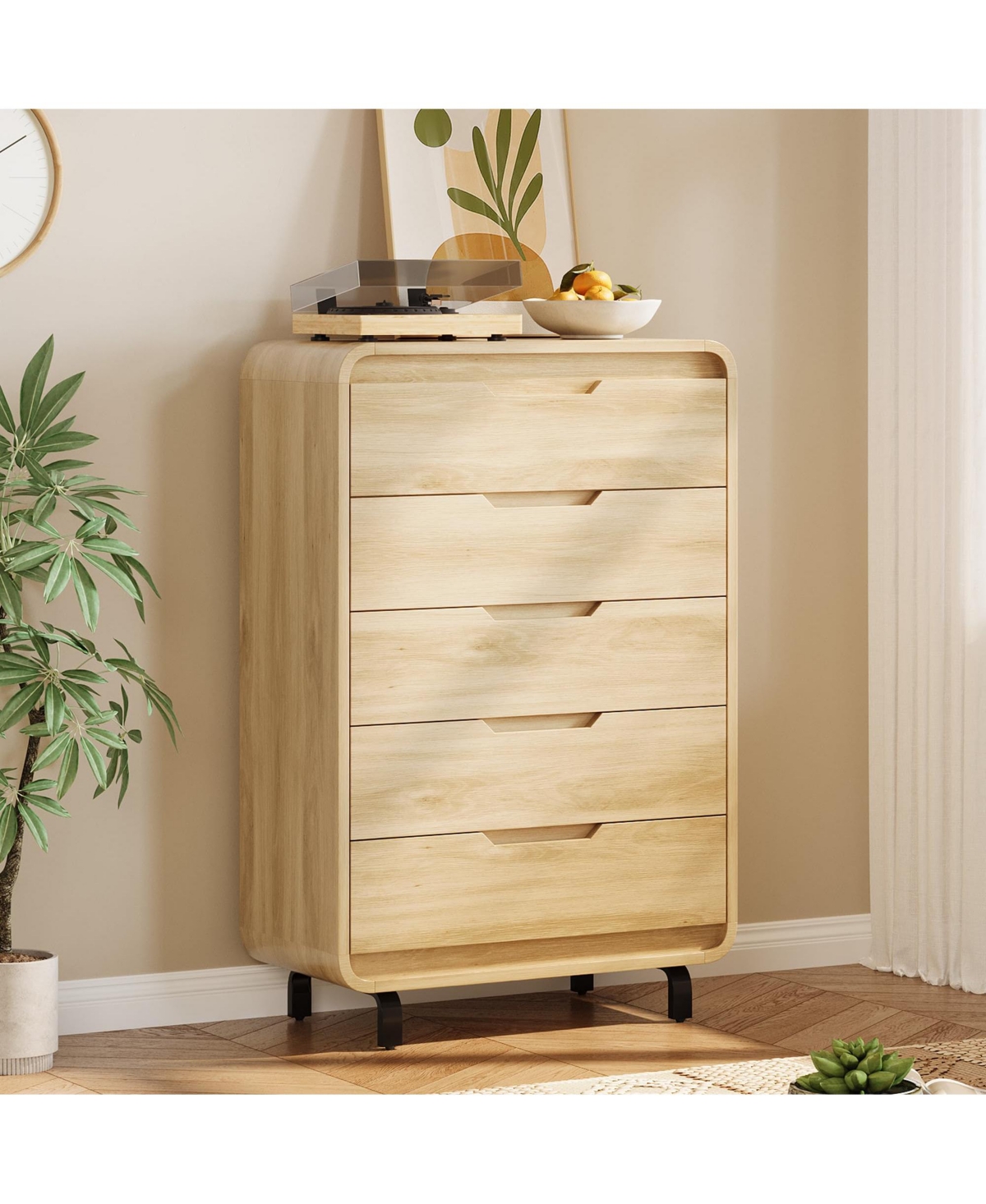 Click here for gaomon 48 Tall 5 Drawer Wood Dresser with Handlele... prices