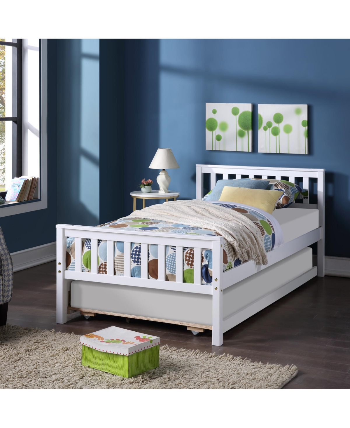 Click here for Rainsken Twin Bed with Trundle  Wood Platform Bed... prices