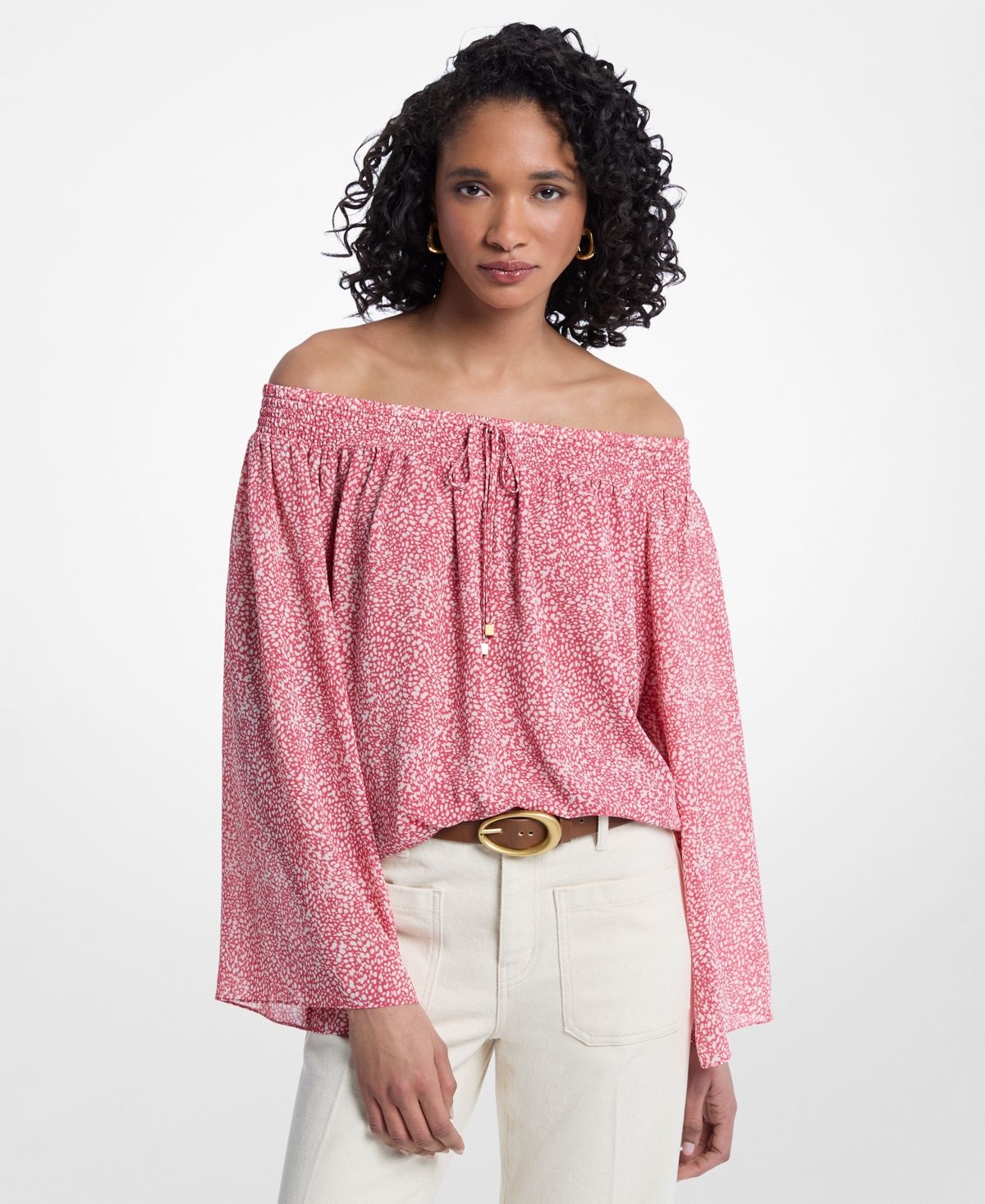 Click here for Michael Kors Womens Off-The-Shoulder Printed Top -... prices