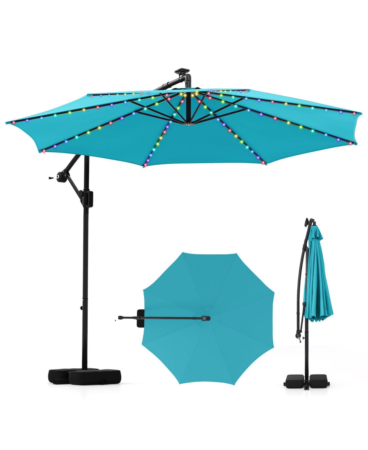 Click here for Sugift 10 Feet Solar Offset Hanging Umbrella with... prices