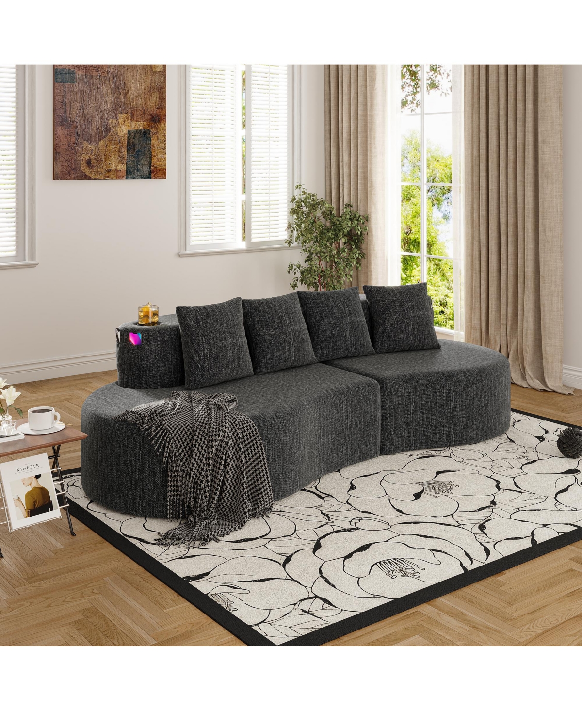 Click here for Rainsken 3-Person Modular Half Moon Sofa  Sleek Cu... prices