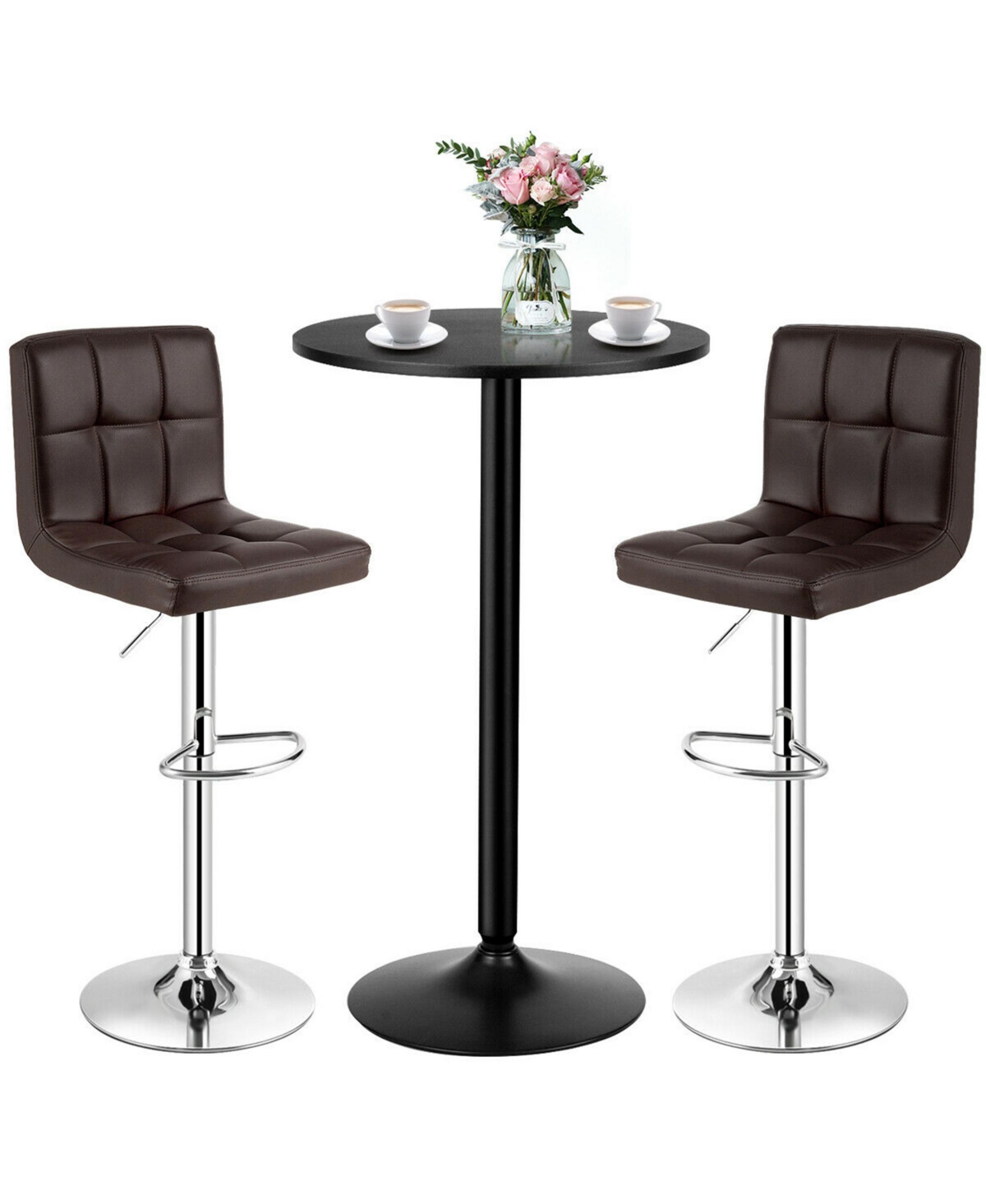 Click here for Gymax 3PCS Pub Table Set 24 Round Bar Table and 2... prices