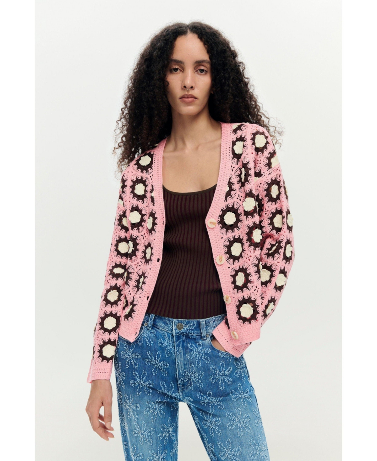 Click here for Desigual Womens crochet cardigan - Dark pink prices