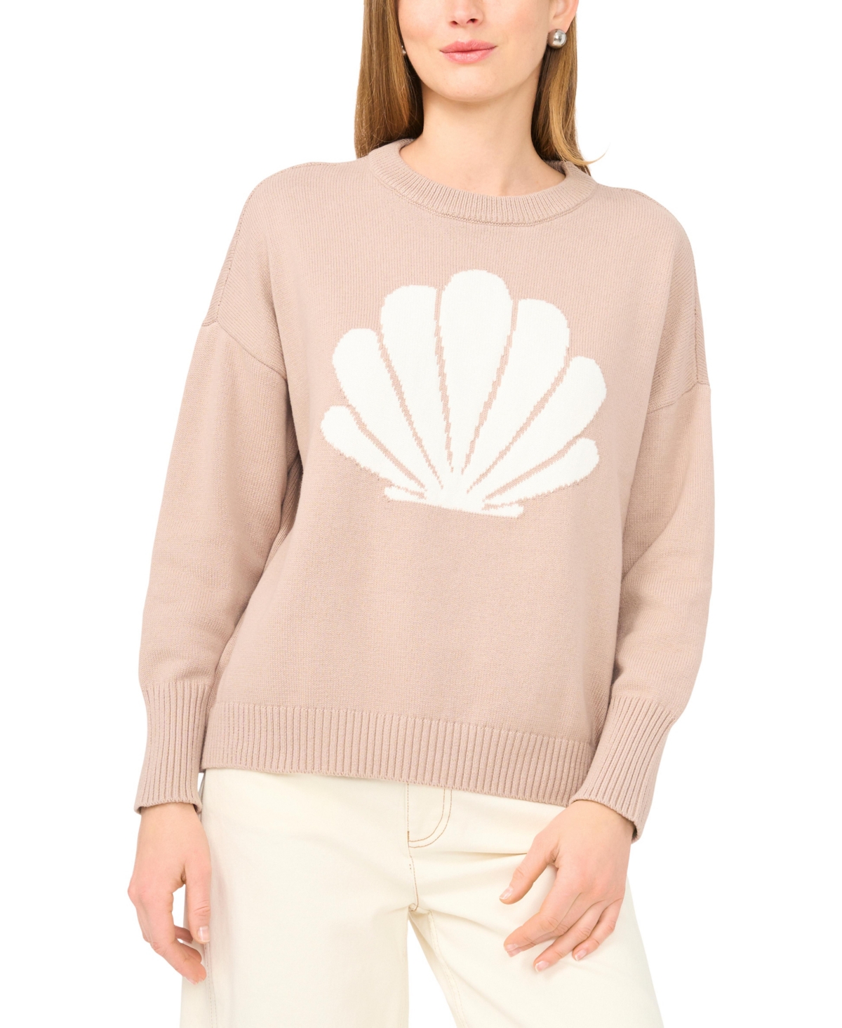 Click here for Vince Camuto Womens Shell Motif Crewneck Sweater -... prices