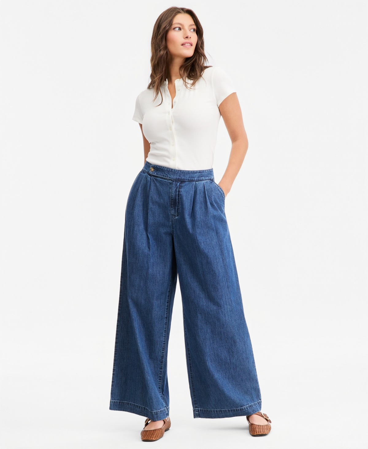 Click here for On 34th Womens Denim Hr Wide Leg Trouser Jeans  Ma... prices