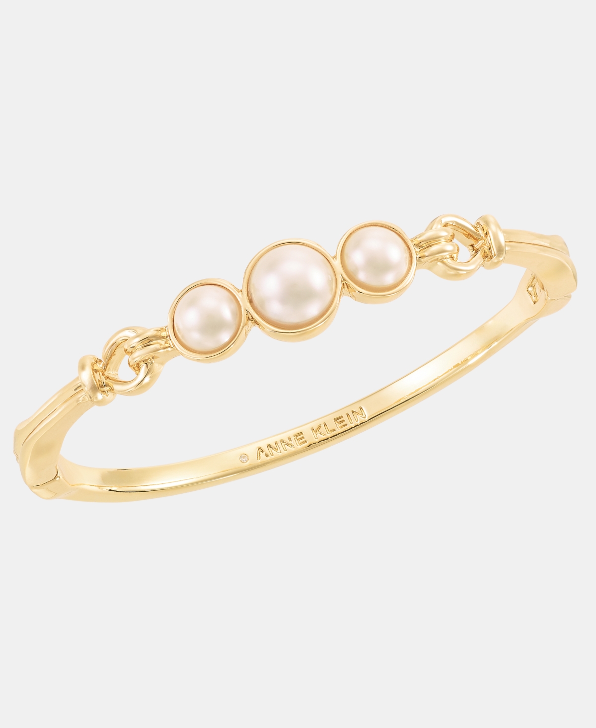 Click here for Anne Klein Gold-Tone Link Imitation Pearl Open Hin... prices