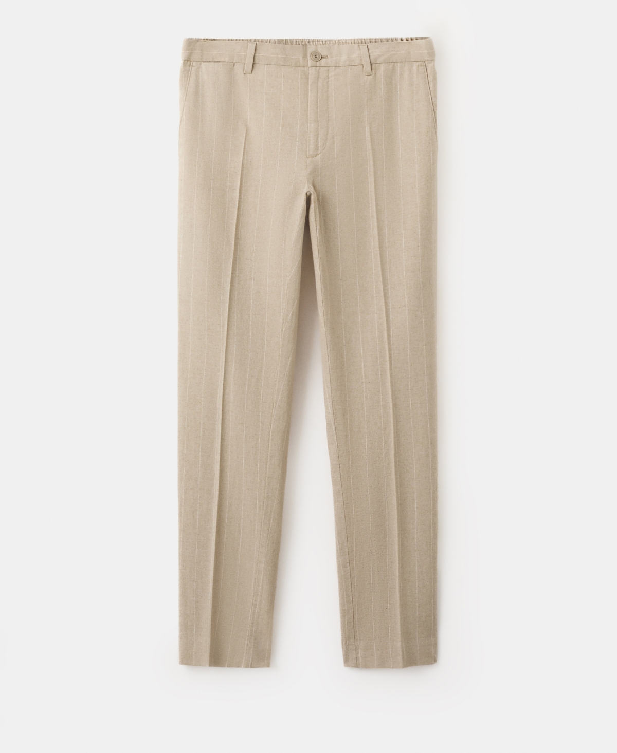 Click here for Mango Mens Slim-Fit Striped Linen-Cotton Pants - B... prices