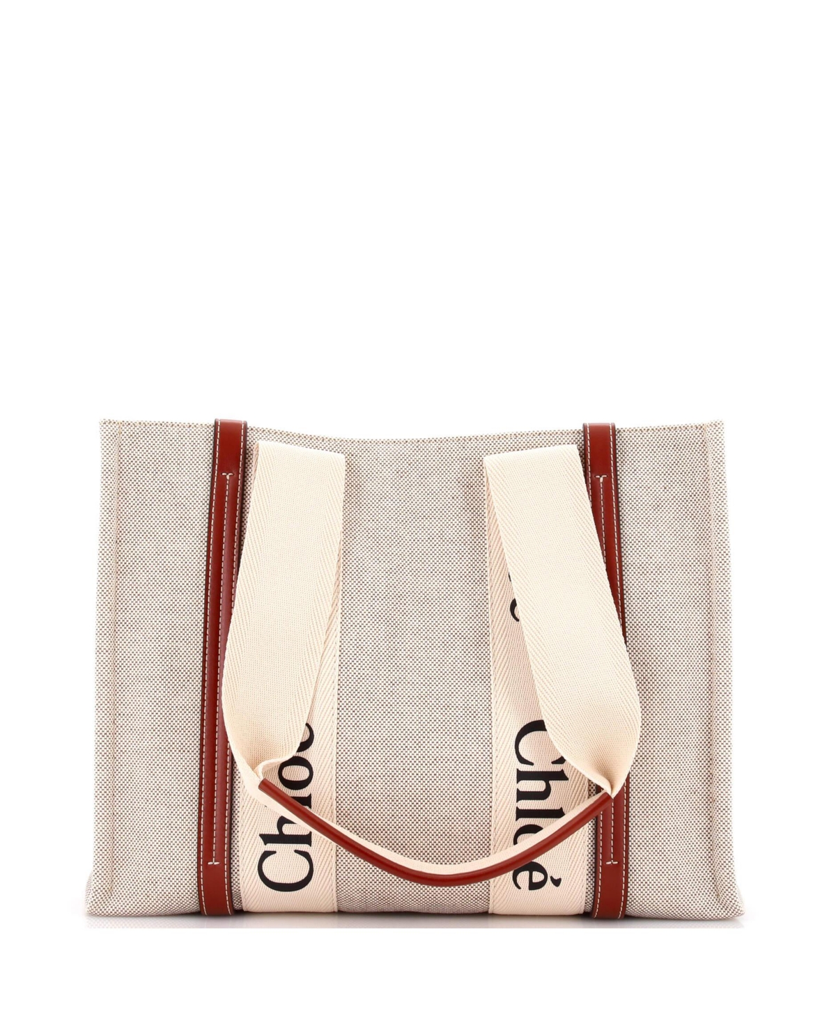 Click here for Pre-Owned Chloe Medium Woody Tote Canvas with Leat... prices