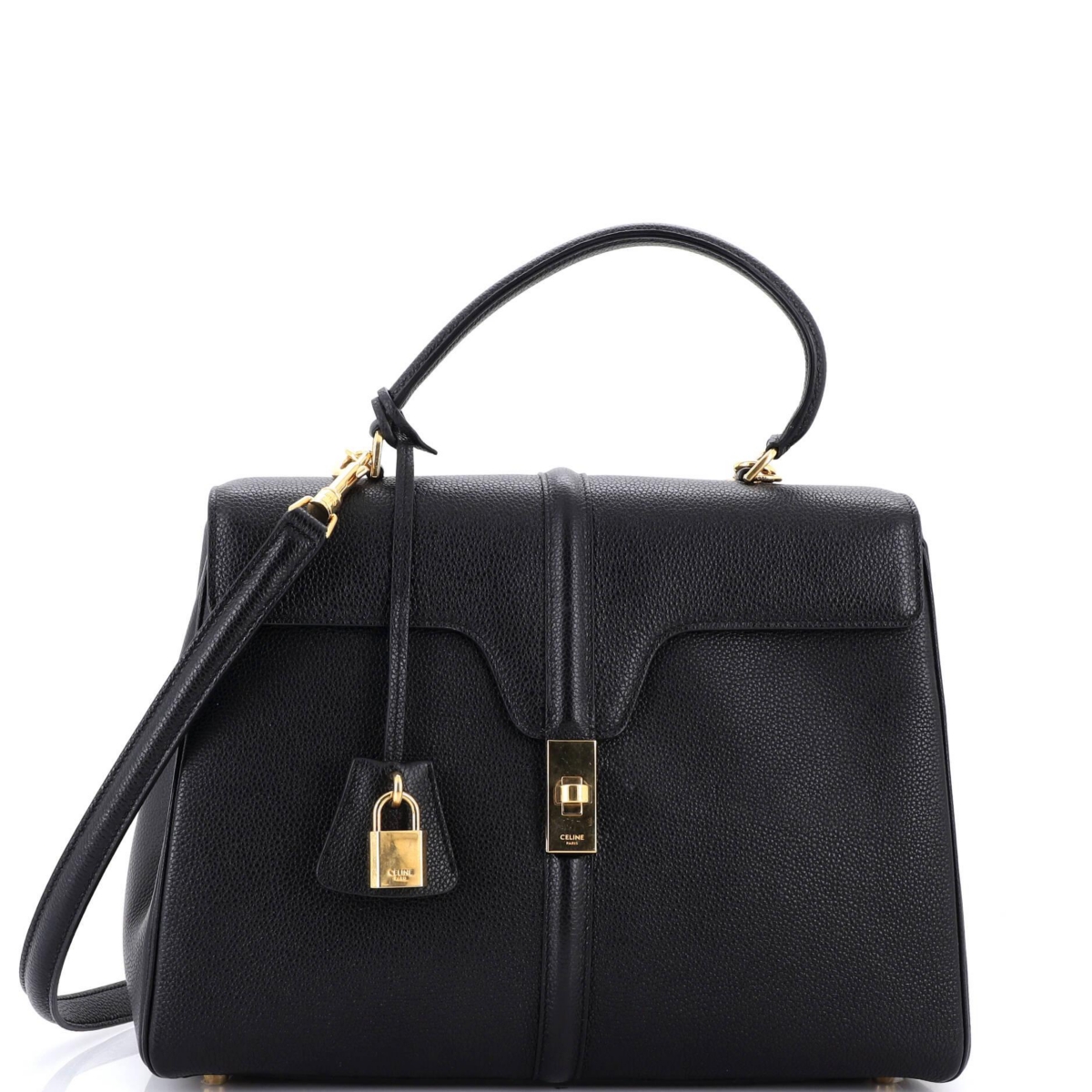 Click here for Pre-Owned Celine Medium 16 Top Handle Bag Grained... prices