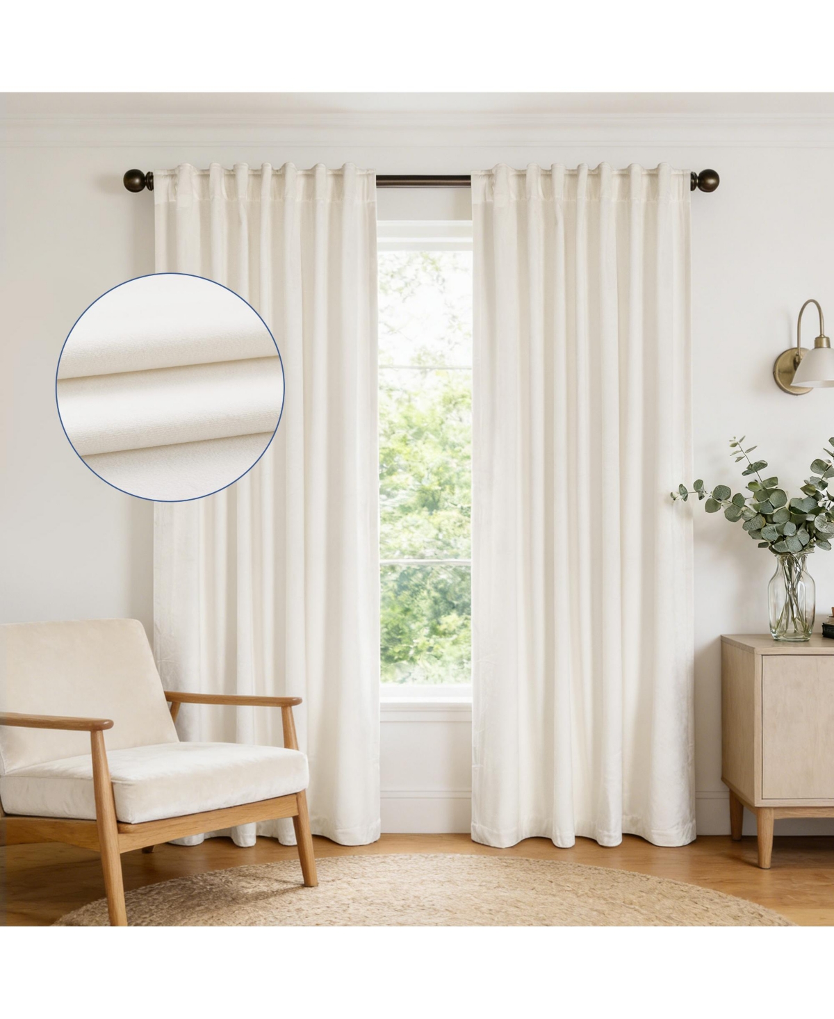 Click here for Velvet Room Darkening Back Tab Pair - Ivory prices