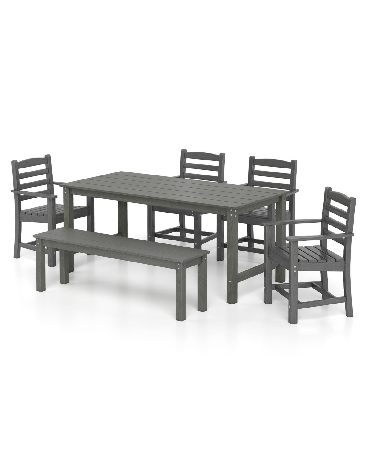 Click here for Slickblue 6-Piece Patio Table and Bench Set  Hdpe... prices