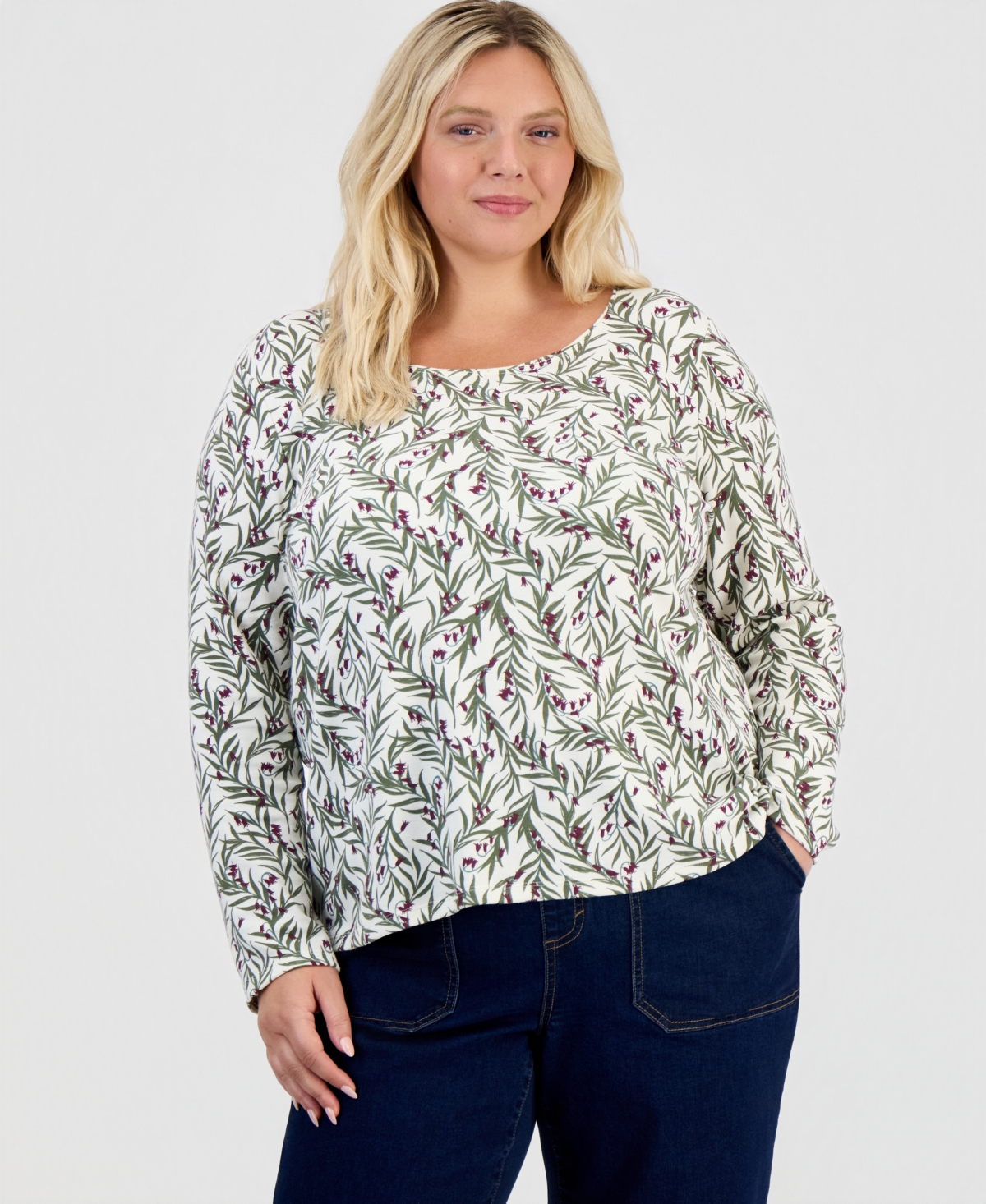 Click here for Style & Co Plus Size Hidden Bells Floral Scoop Nec... prices