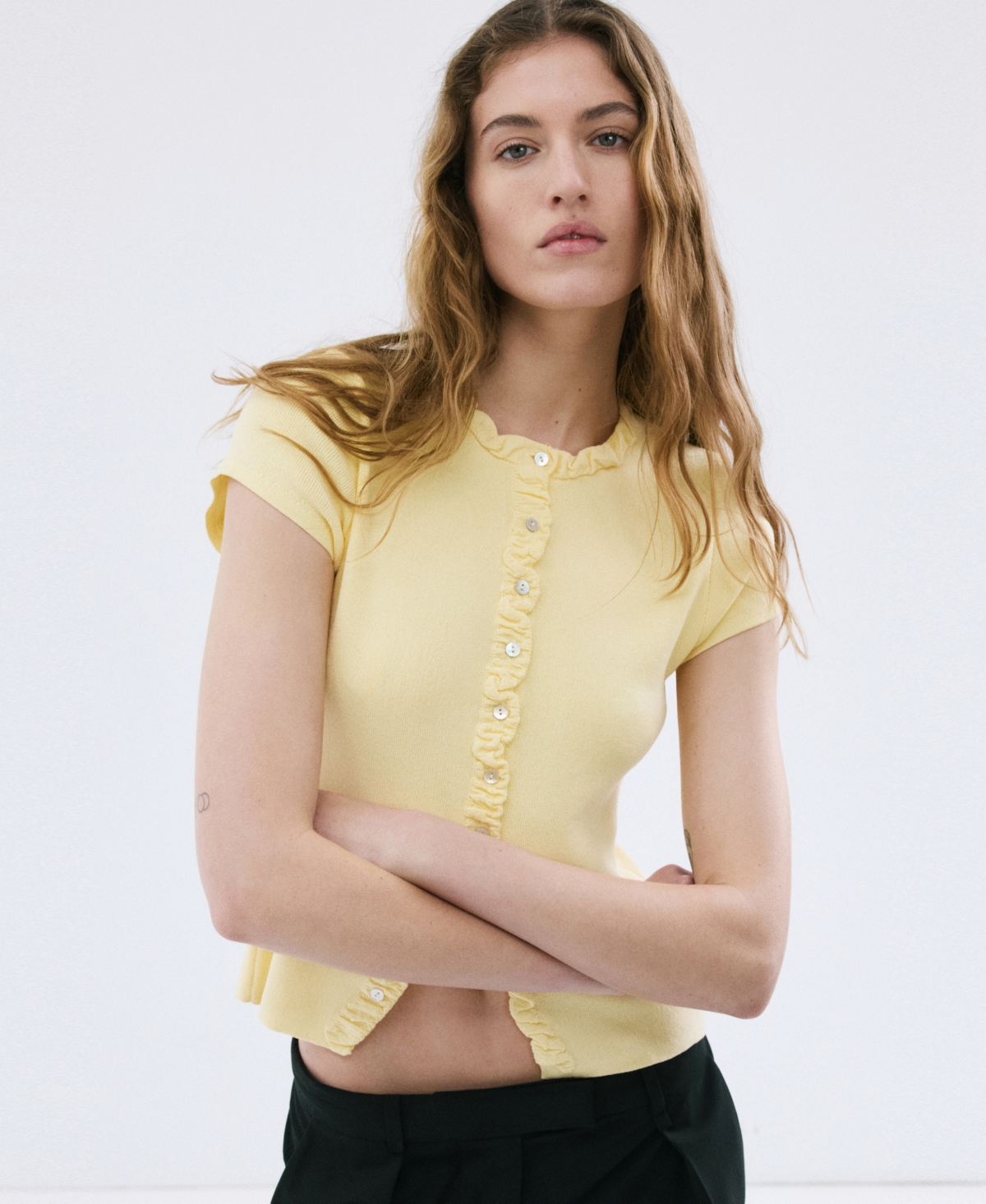 Click here for Mango Womens Buttons Fine Knit Sweater - Vanilla prices