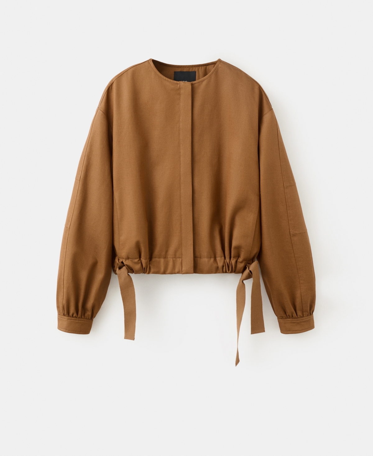 Click here for Mango Womens Elastic Bands Lyocell Jacket - Brown prices