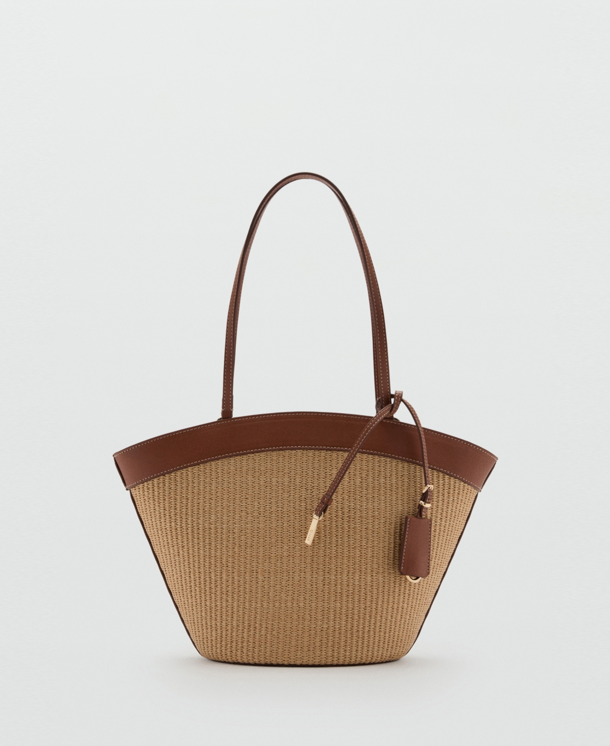 Click here for Mango Womens Contrast Canvas Shopper Bag - Leather prices
