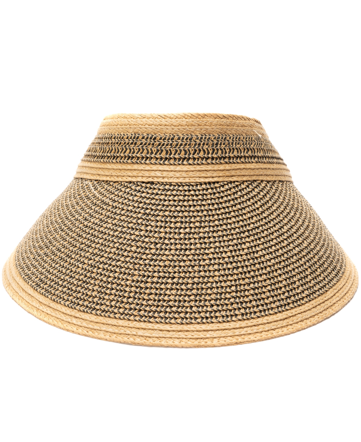 Click here for Vince Camuto Rollup Tweed Straw Visor Hat - Tan Mu... prices
