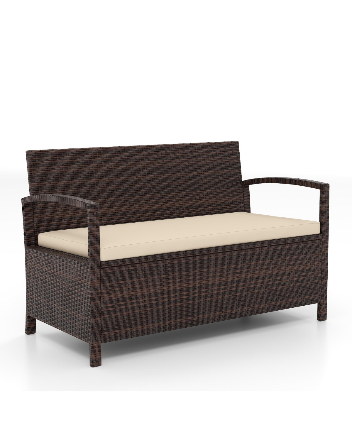 Click here for Gouun 2-Seater Pe Wicker Storage Bench with Cushio... prices