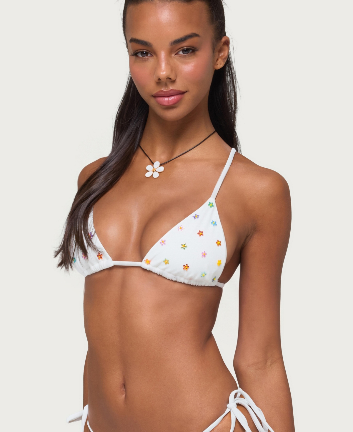 Click here for Edikted Womens Luz Beaded Triangle Bikini Top - Wh... prices