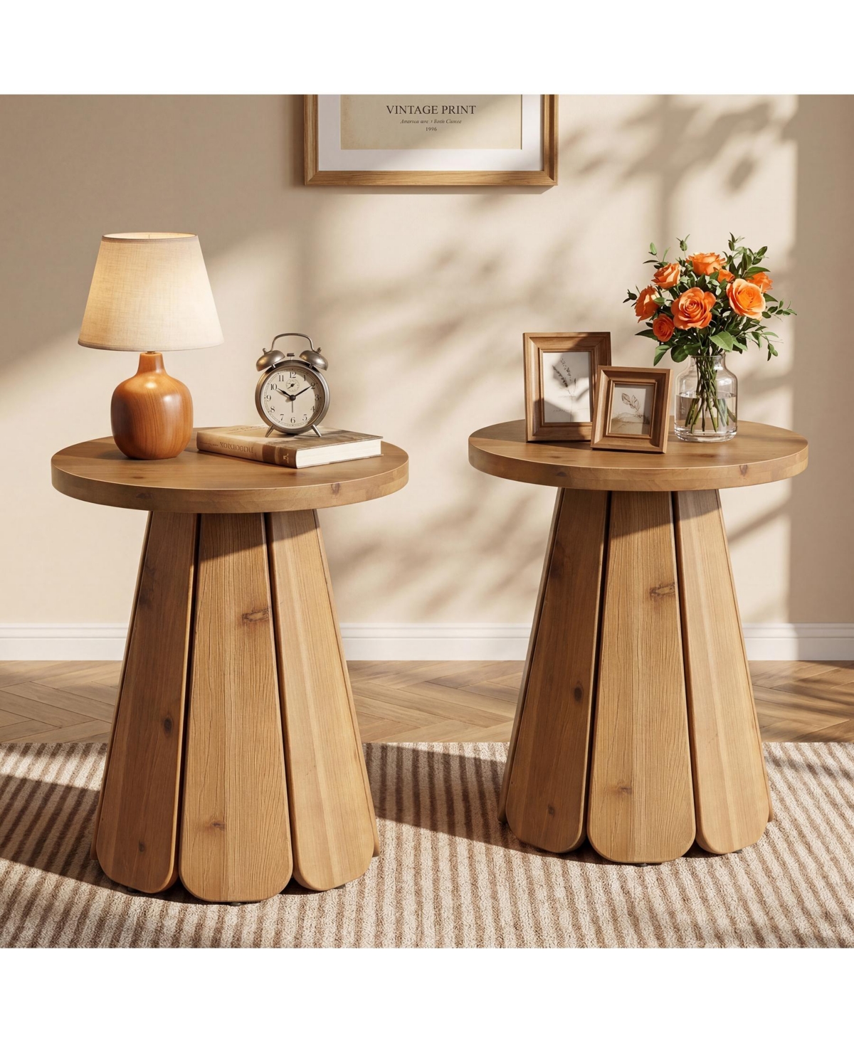 Click here for Tribesigns 20 Solid Wood End Table Set of 2  Round... prices