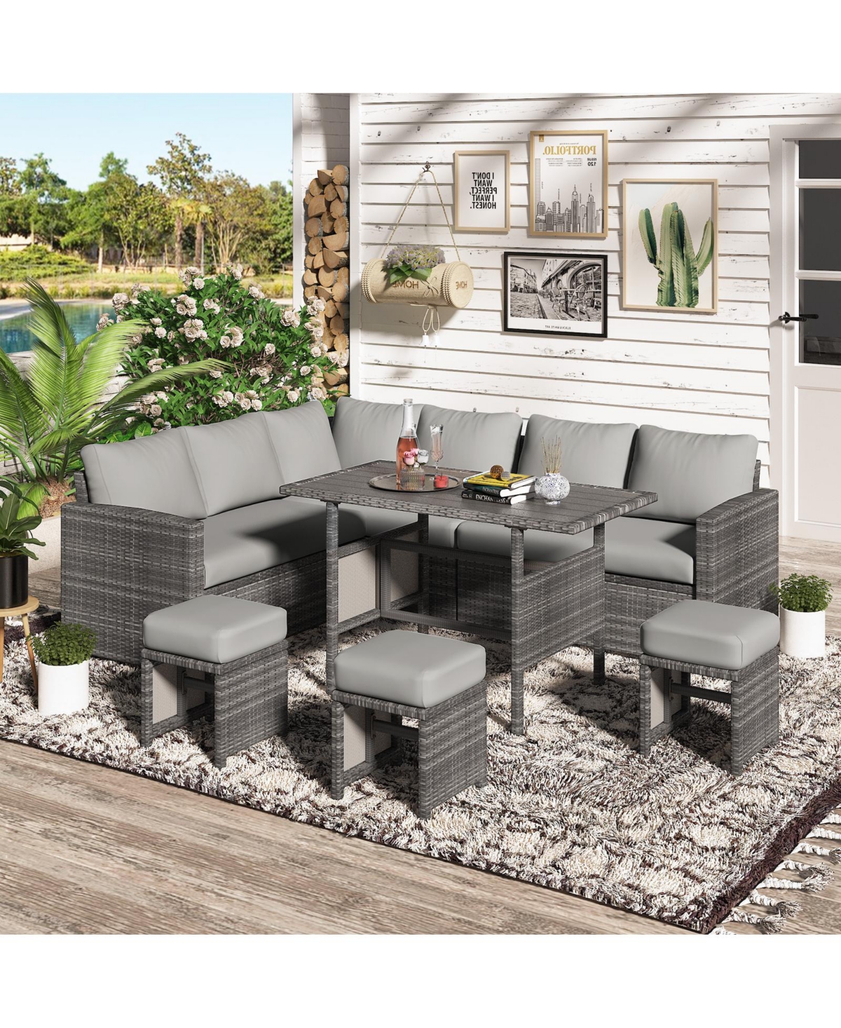 Click here for Aecojoy 7 Pieces Outdoor Wicker Rattan Furniture S... prices