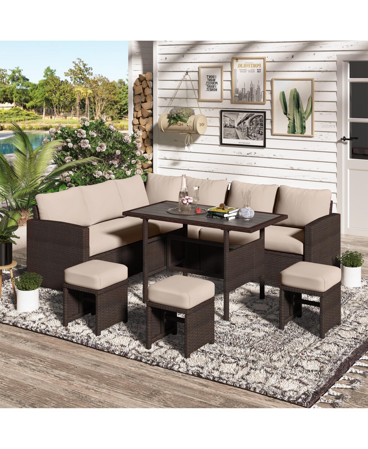 Click here for Aecojoy 7 Pieces Outdoor Wicker Rattan Furniture S... prices