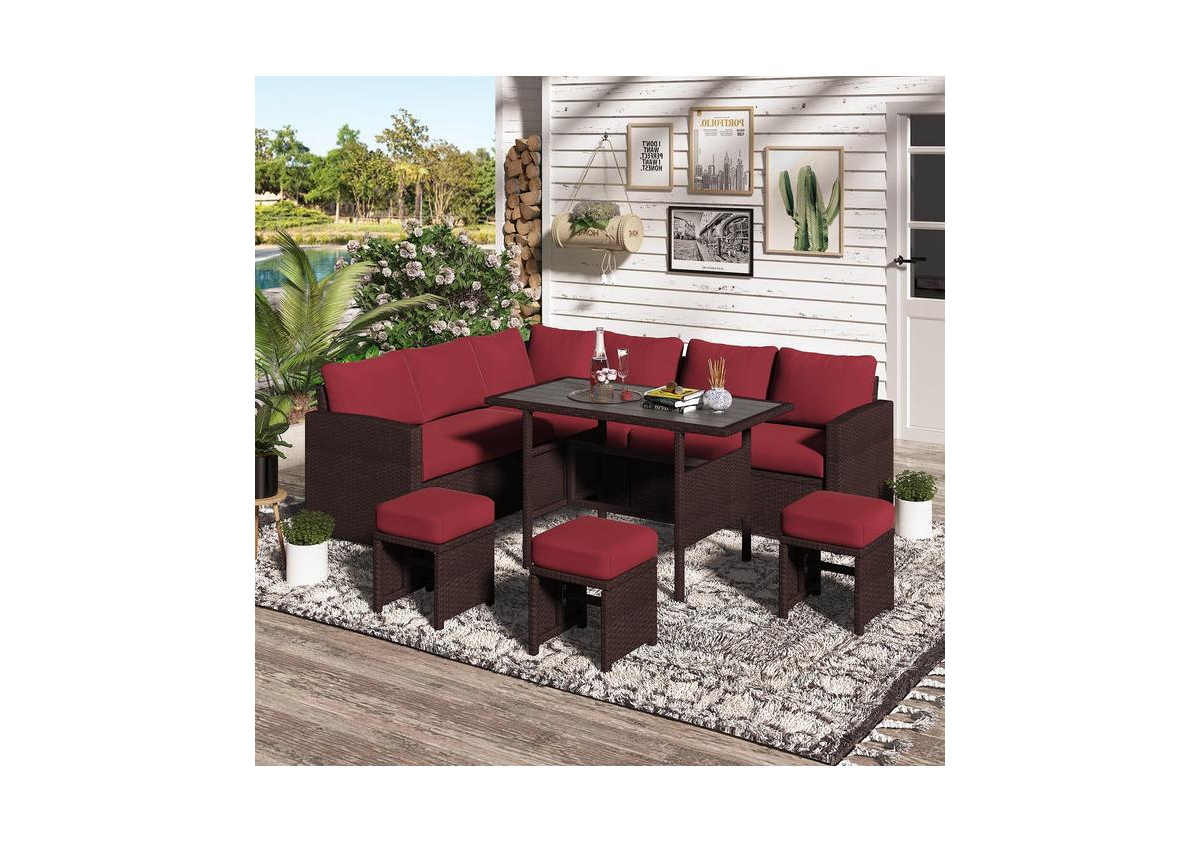 Click here for Aecojoy 7 Pieces Outdoor Wicker Rattan Furniture S... prices
