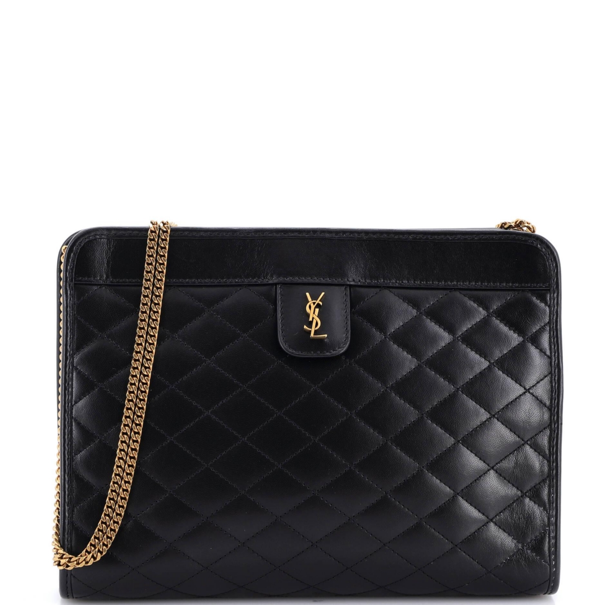 Click here for Pre-Owned Saint Laurent Victoire Chain Clutch Quil... prices