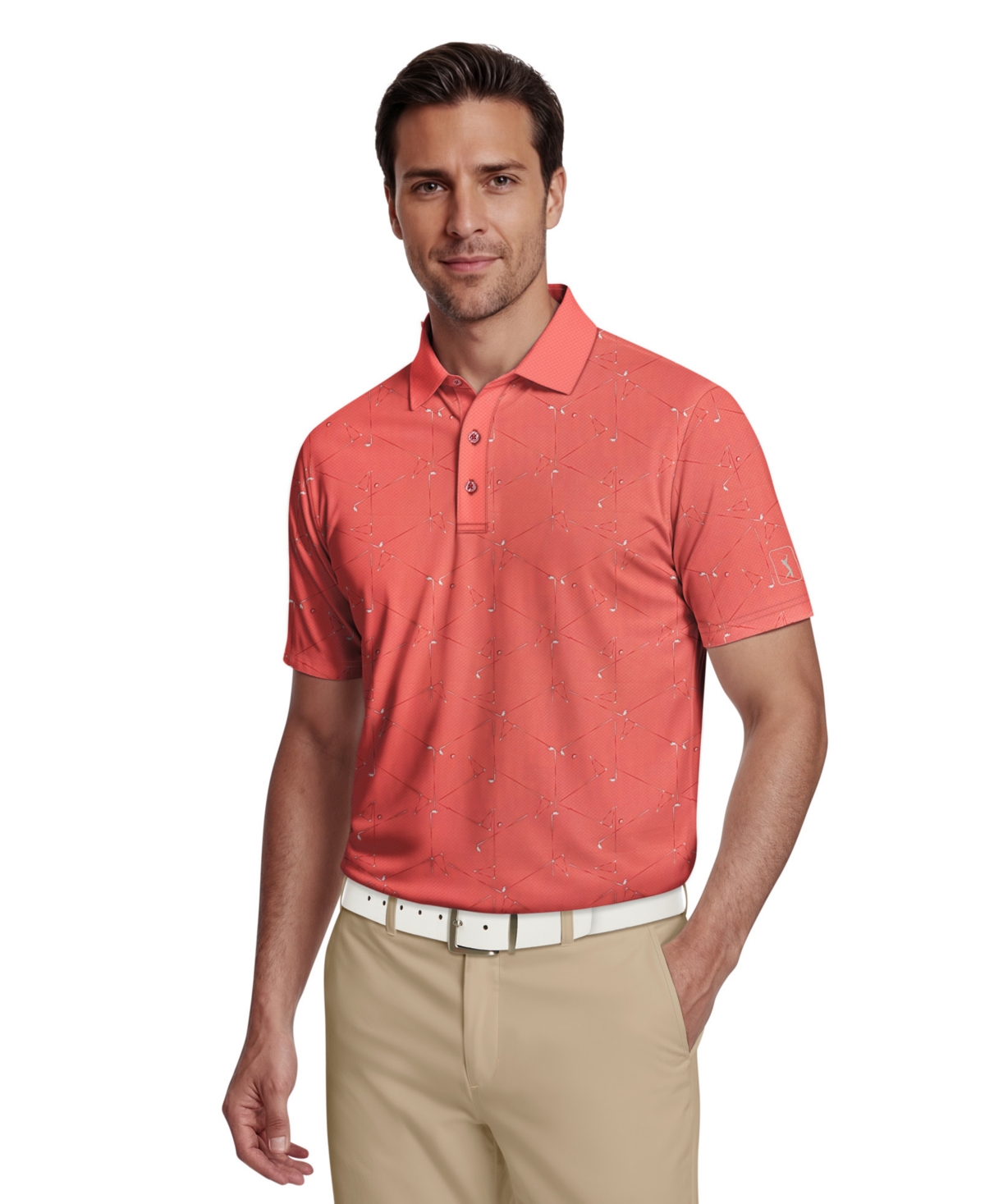 Click here for Pga Tour Mens Novelty Print Short-Sleeve Polo Shir... prices