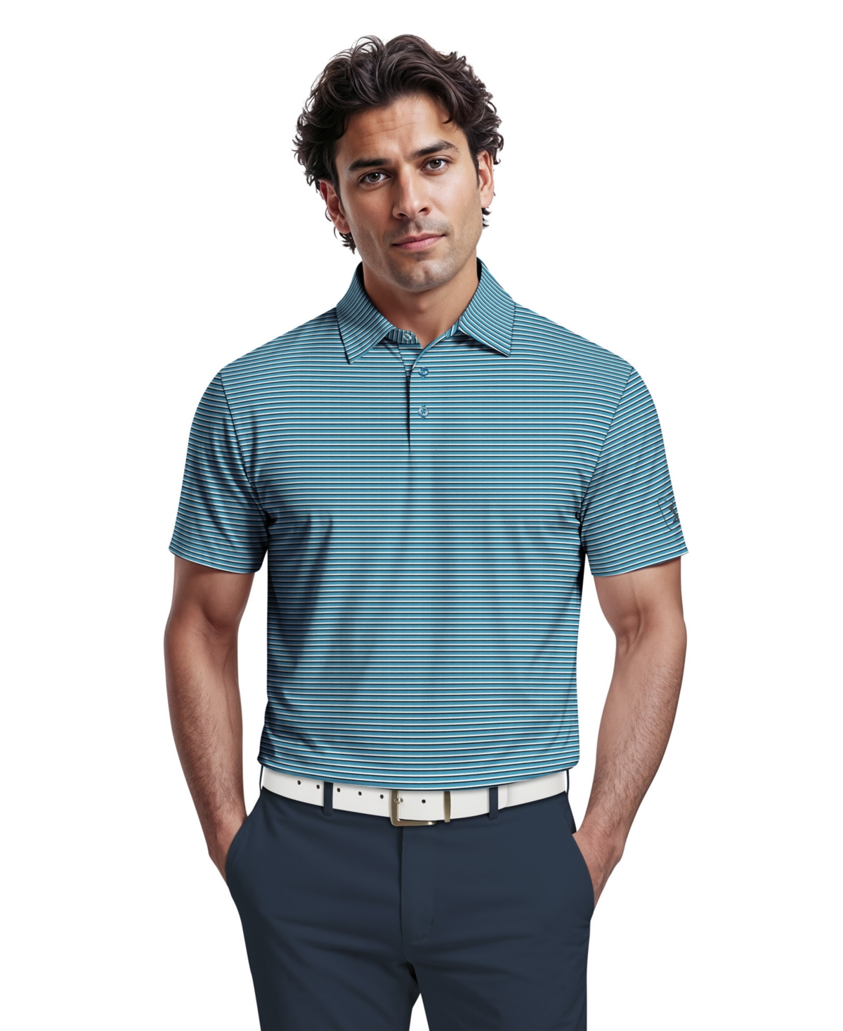 Click here for Pga Tour Mens Feeder Stripe Golf Polo Shirt - Swim... prices