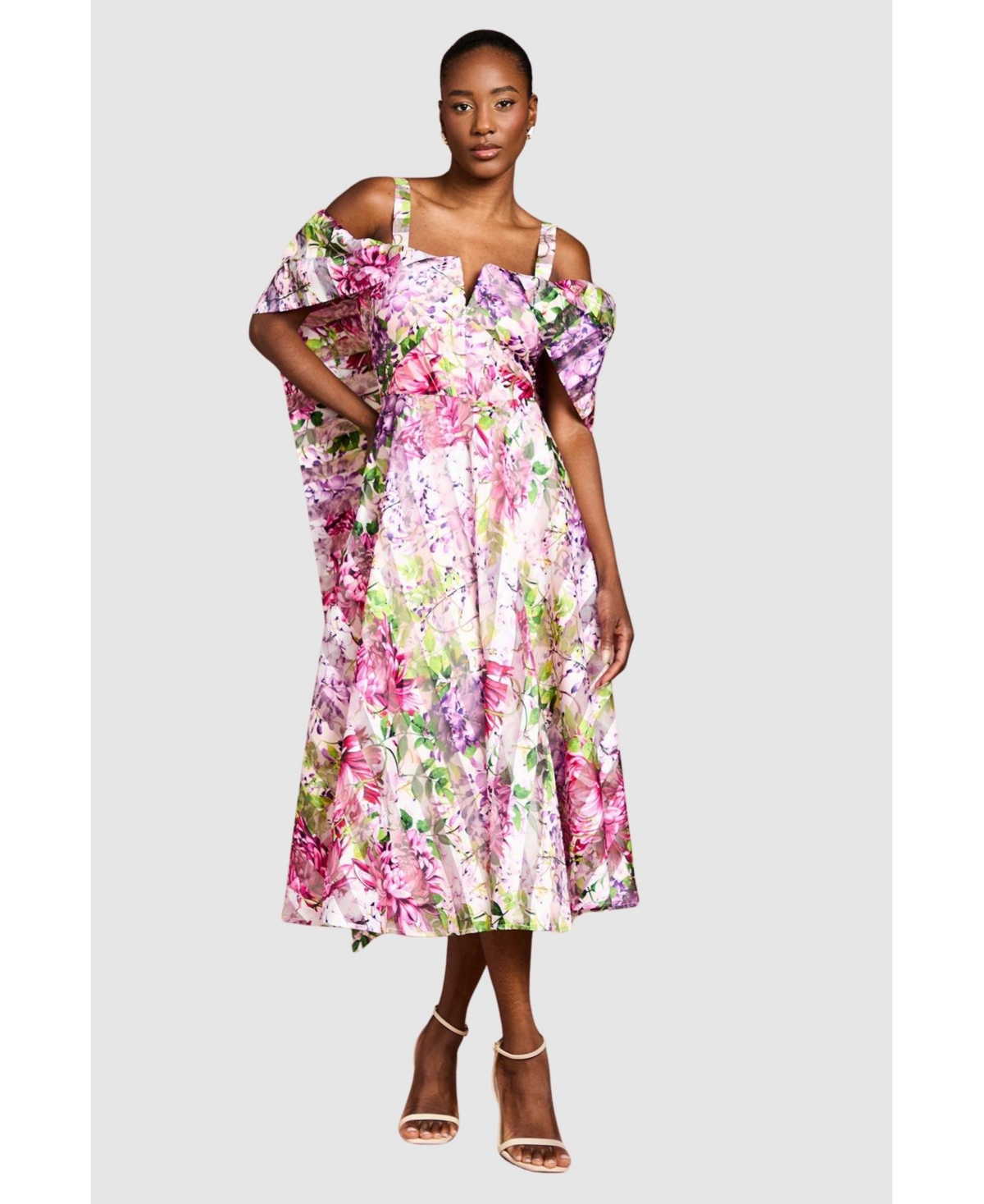 Click here for Coast Womens Organza Bardot Midi Dress - Pink prices