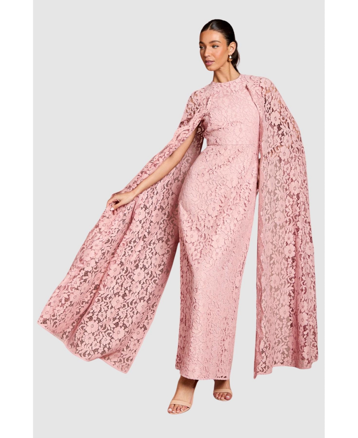 Click here for Coast Womens Lace Cape Gown - Blush prices