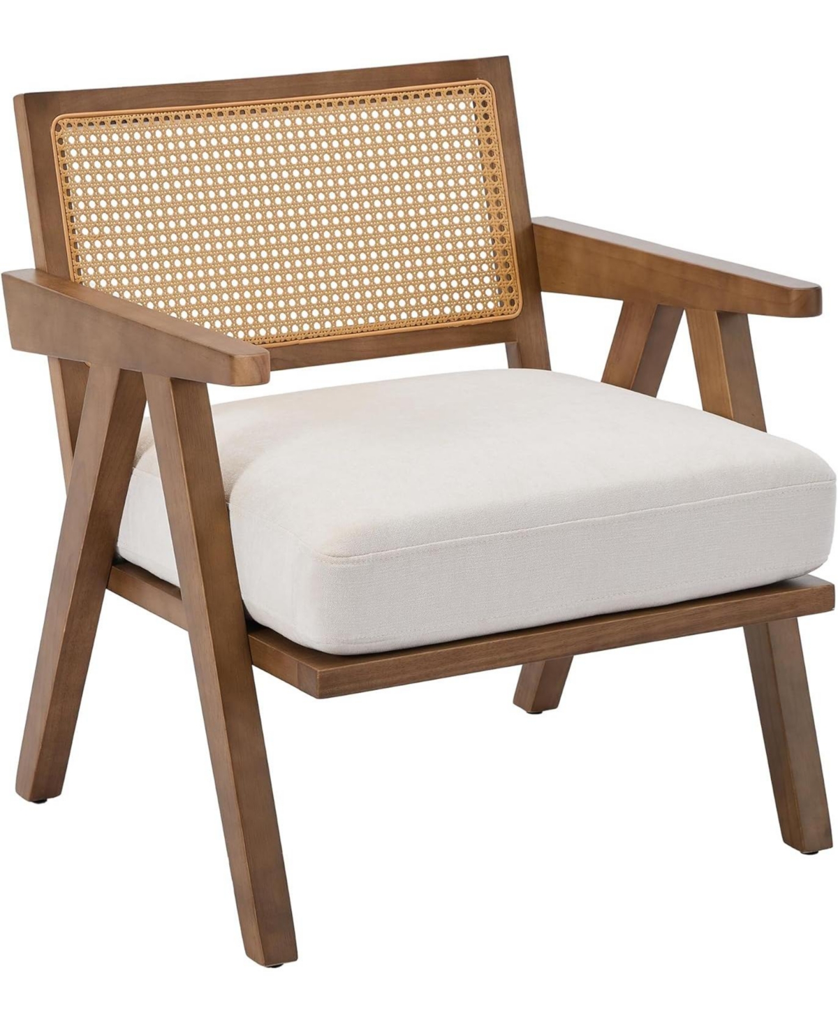 Click here for gaomon Wood Accent Chair with Rattan Backrest and... prices
