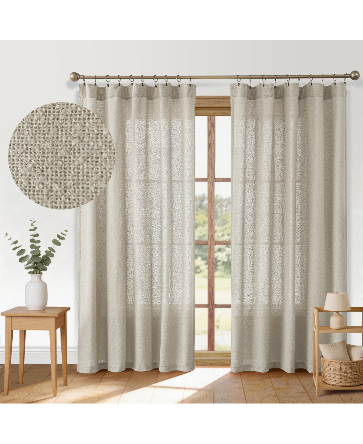 Click here for Awesome Home Boucle Semi-Sheer Back Tab Single Cur... prices