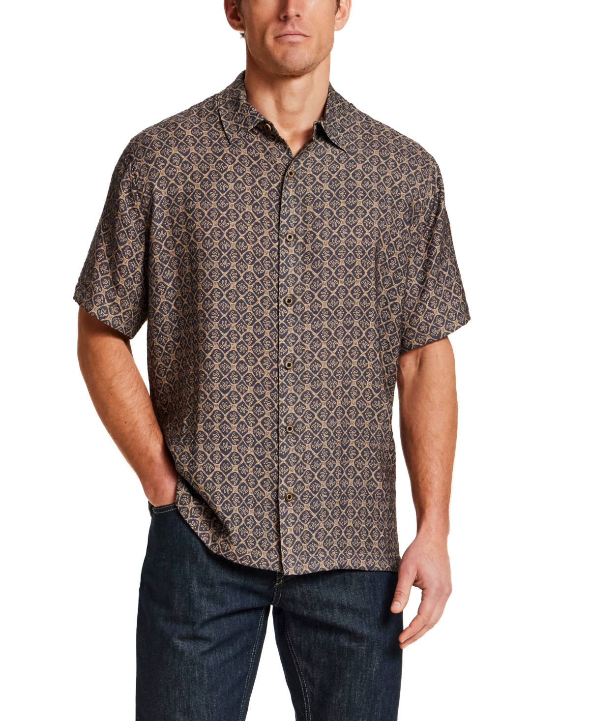 Click here for Vintage & Black Mens Short-Sleeve Petal Print Shir... prices