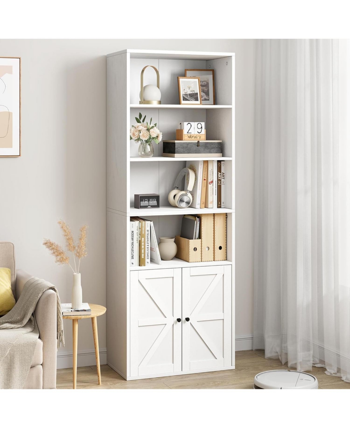 Click here for gaomon Tall Bookcase with Doors  4-Tier Wooden Boo... prices