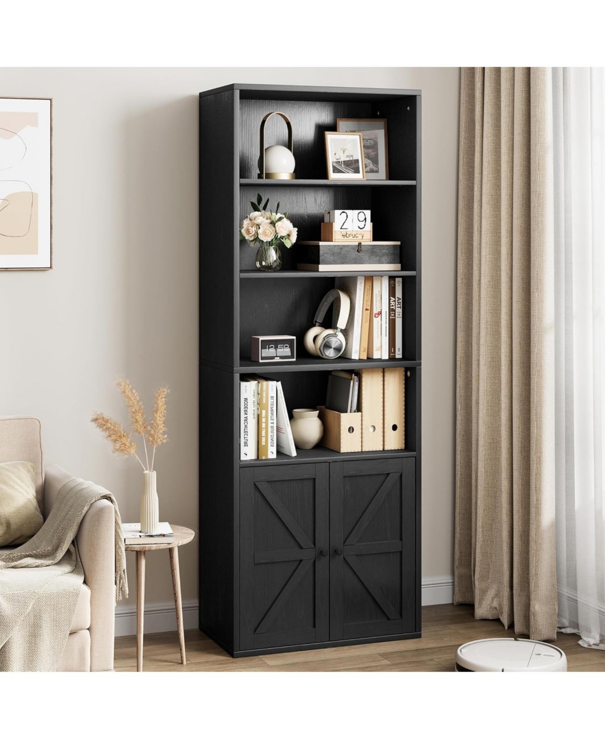 Click here for gaomon Tall Bookcase with Doors  4-Tier Wooden Boo... prices