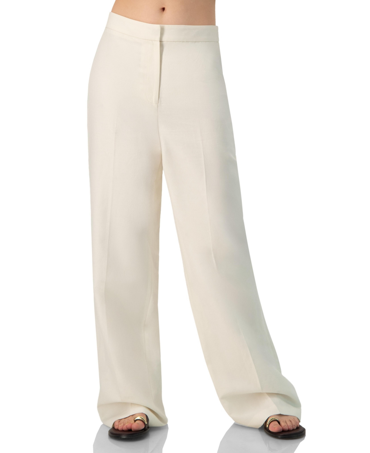 Click here for Ivonne Womens Linen Straight-Leg Pants - Ivory prices