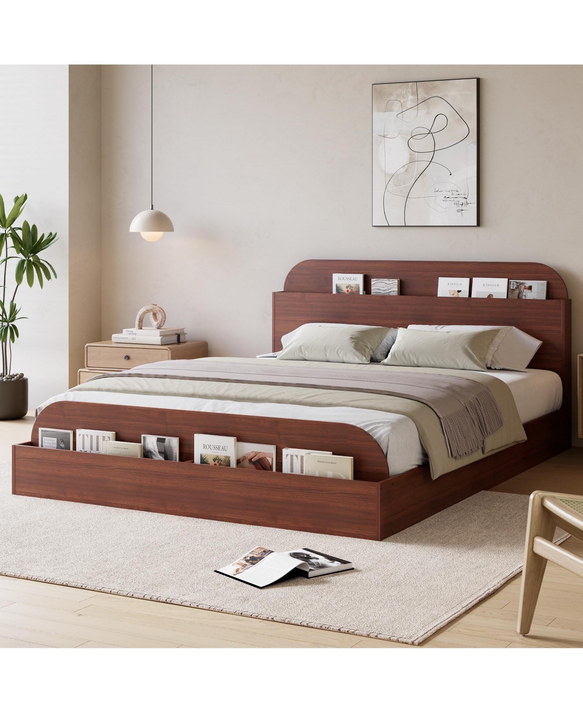 Click here for Homfan Wooden Beds with Storage Headboard and Rais... prices