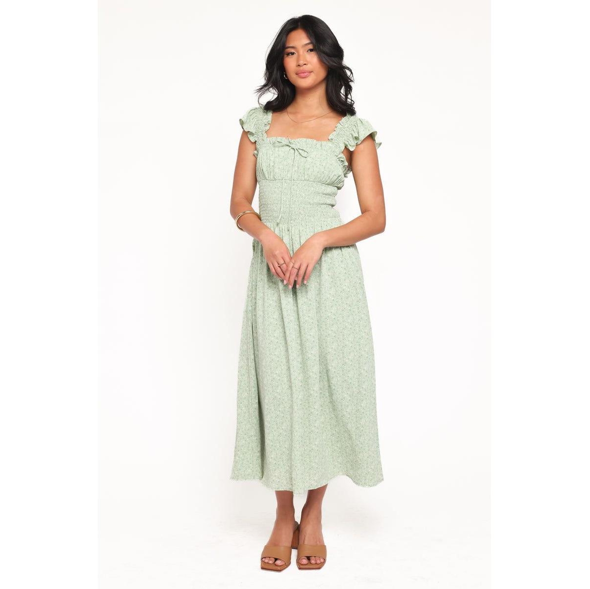 Click here for Petal and Pup Womens Bronte Midi Dress - Green flo... prices