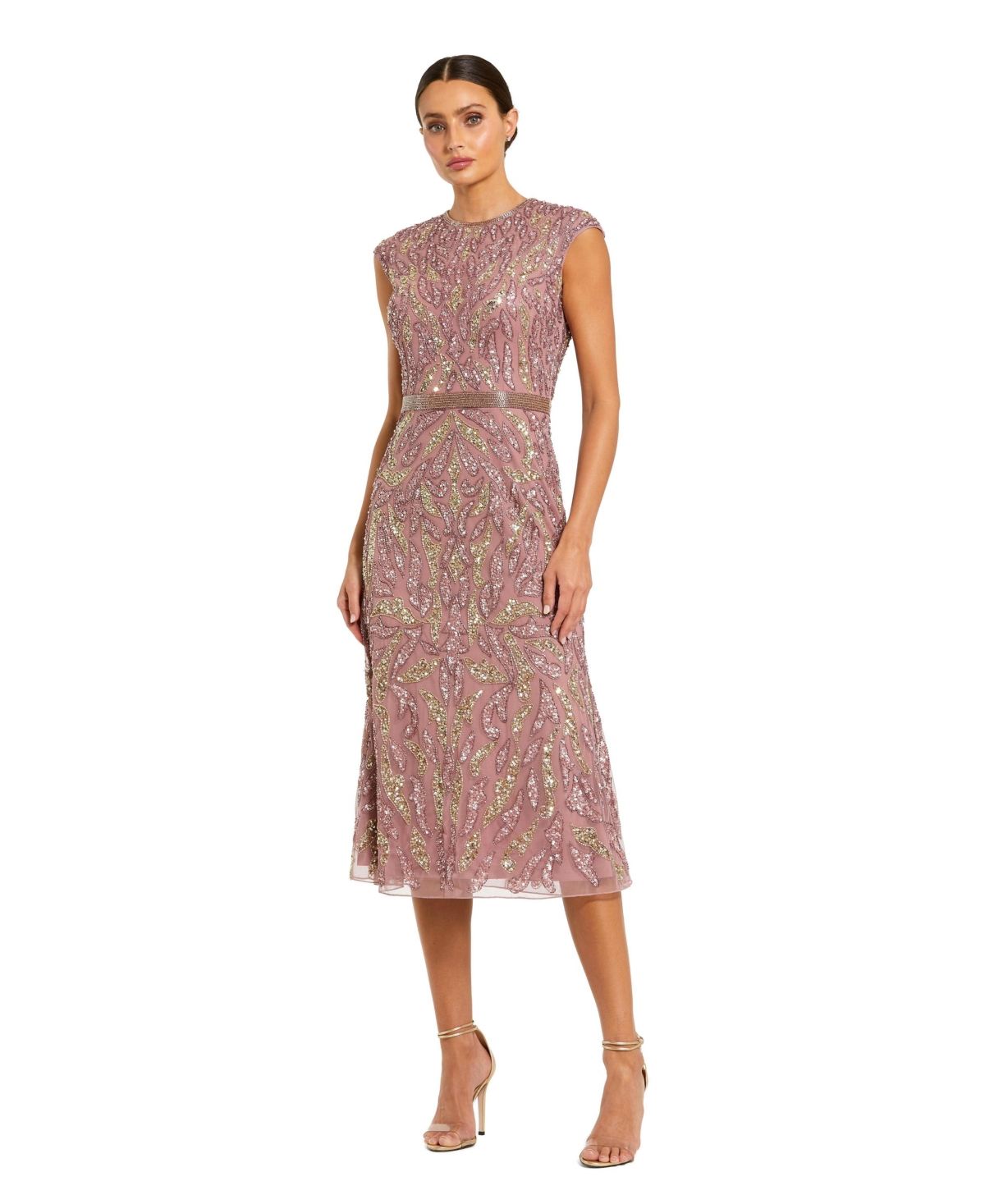 Click here for Mac Duggal Womens Sequin High Neck Sleeveless Midi... prices