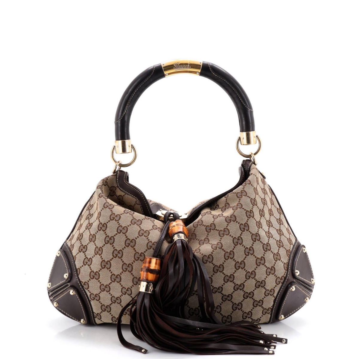 Click here for Pre-Owned Gucci Medium Indy Hobo Gg Canvas - Brown prices