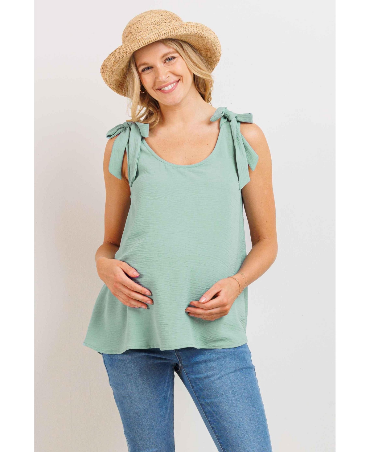 Click here for Hello Miz Maternity Adjustable Tie-Shoulder Tank T... prices