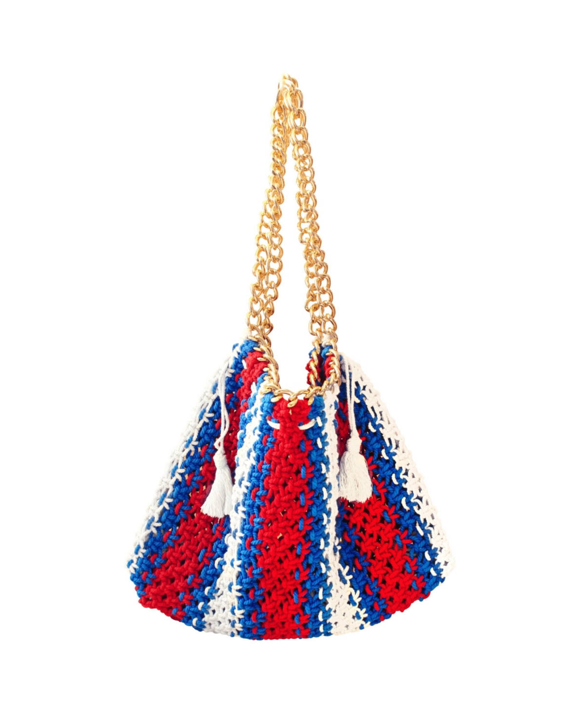 Click here for St. Tropez Colette Macrame Beach Bag In Red  White... prices